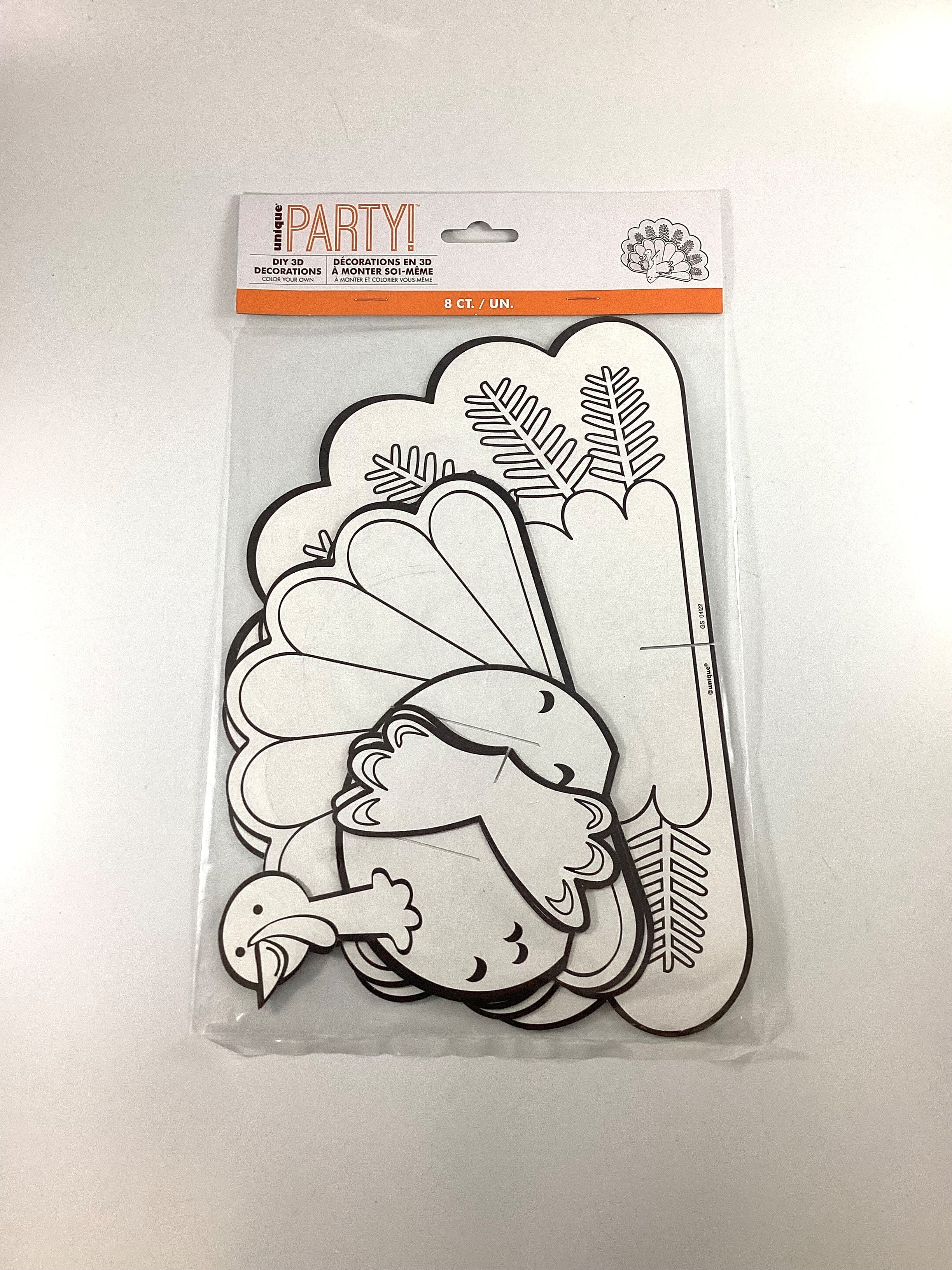 Thanksgiving Turkey Color Your Own 3D Centerpiece 8ct | Party Worx